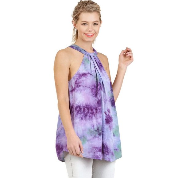 Umgee | Tops | Umgee Tie Dye Halter Tunic Top Purple | Poshmark
